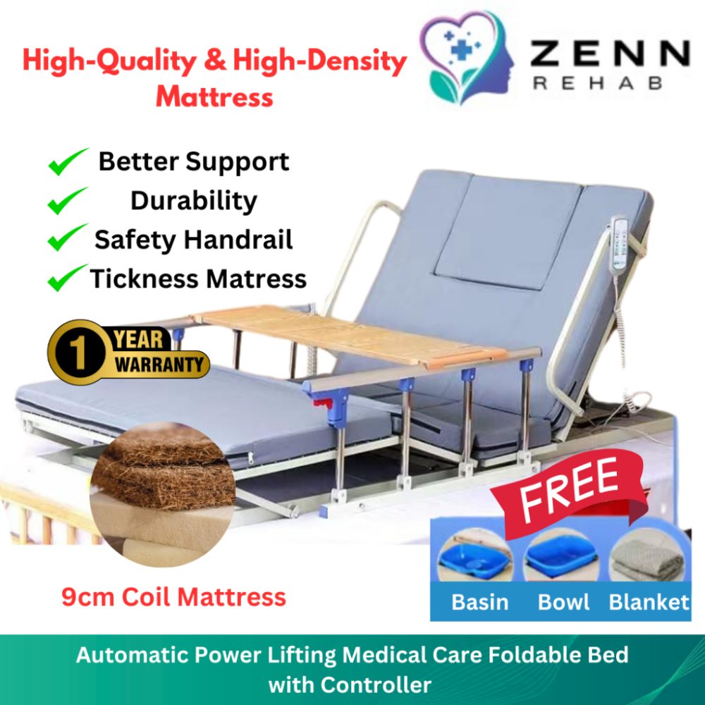 Automatic Power Lifting Medical Care Foldable Bed with Controller and ...