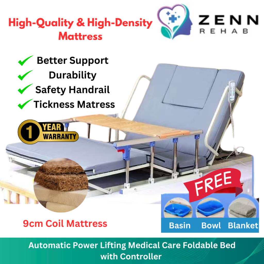 Automatic Power Lifting Medical Care Foldable Bed with Controller ...