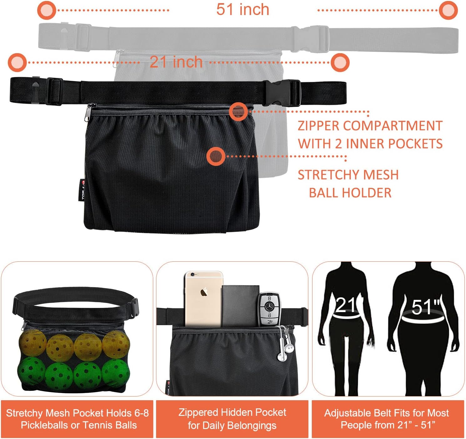 Pickleball / Tennis Balls Holder Waist Pouch - Zenn Rehab