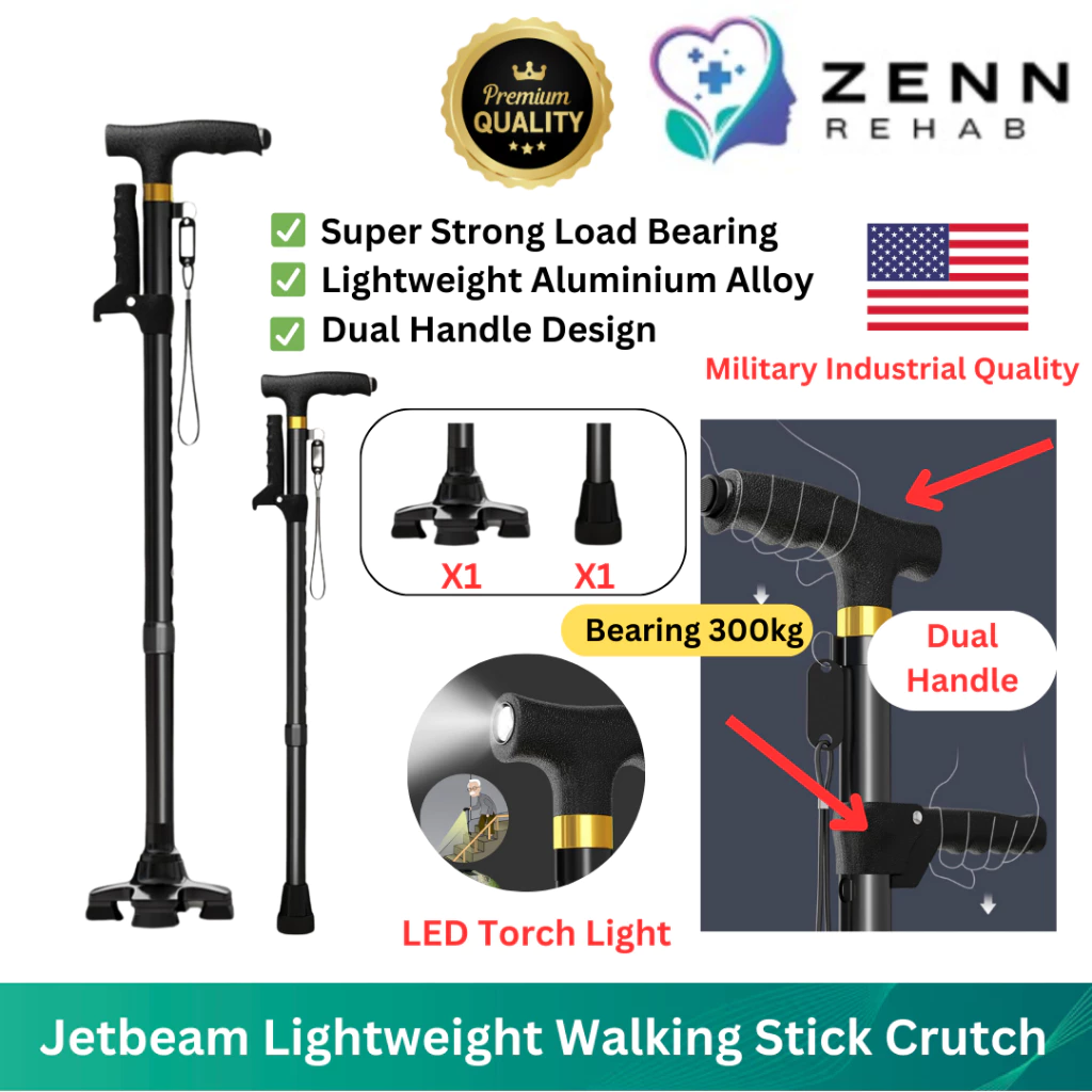 Jetbeam Lightweight Walking Stick with 12 Position Telescopic with T ...